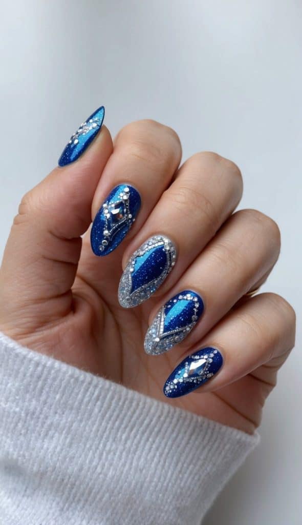 26 Blue and Silver Nail Art Ideas: Dazzling Designs for Winter Glamour ...