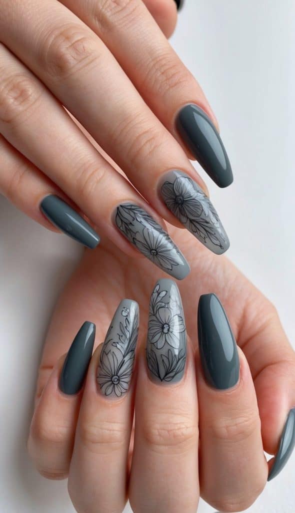 23 Charcoal Gray Nail Art Ideas: Edgy and Modern Manicure Inspiration ...